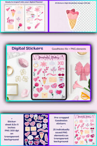 Valentine's Day Digital Stickers Pack PNG And GoodNotes File ...