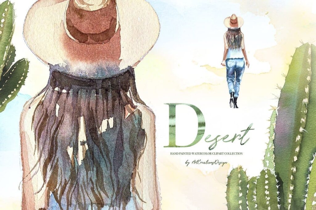 Watercolor Desert Clipart Set – MasterBundles