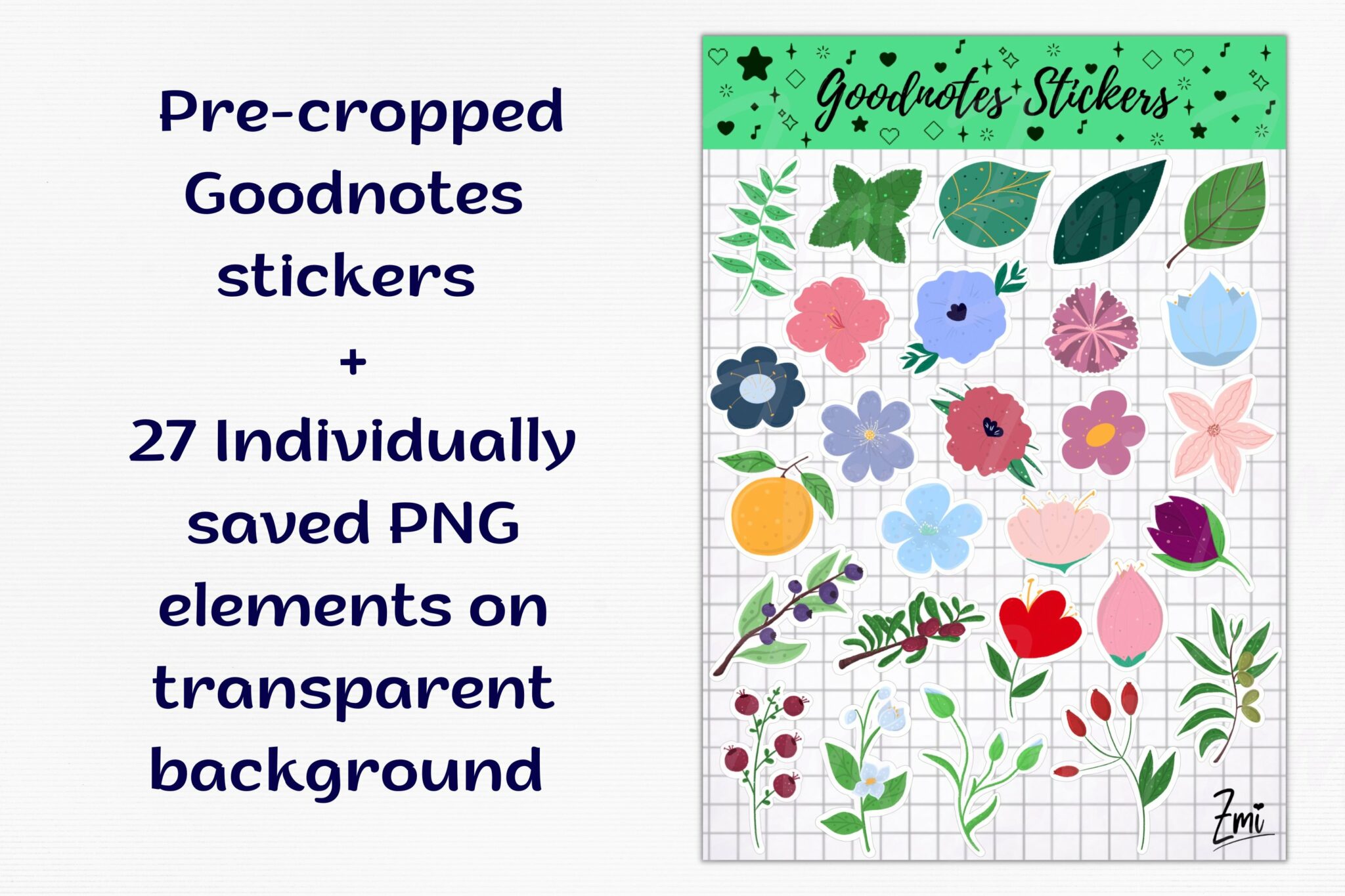 Botanical Digital Stickers PNG And GoodNotes File – MasterBundles