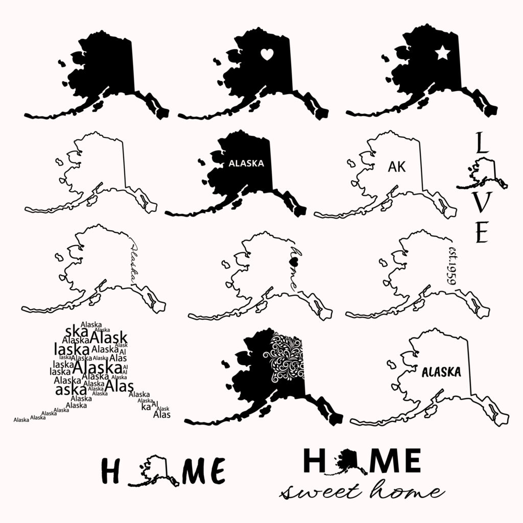 Alaska SVG PNG Bundle, Silhouette, Clipart, Outline – MasterBundles