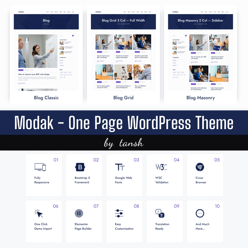 Modak - One Page WordPress Theme – MasterBundles