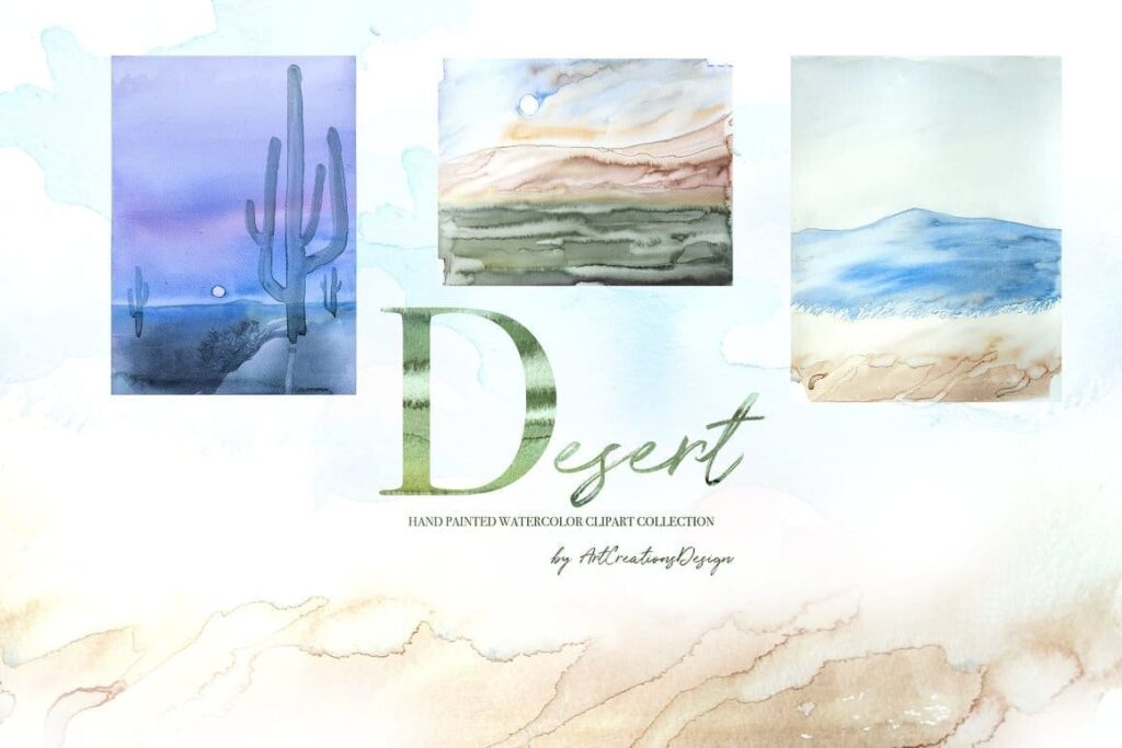 Watercolor Desert Clipart Set – MasterBundles