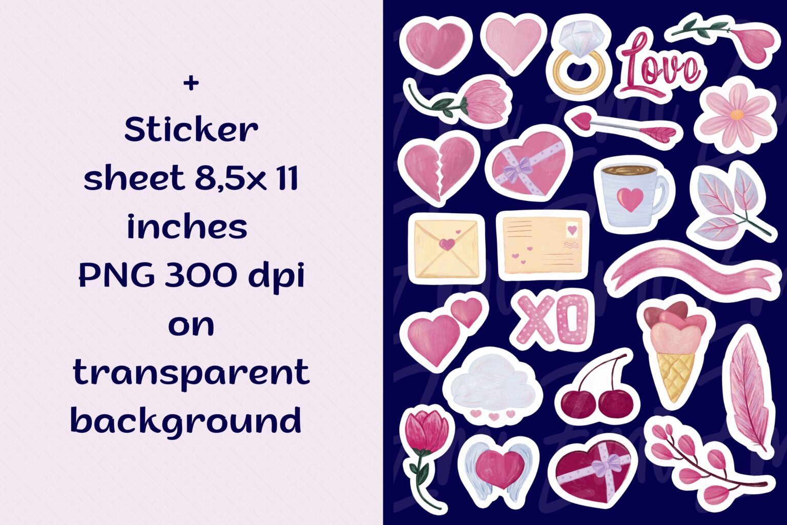 Valentine's Day Digital Stickers Pack Png And Goodnotes File