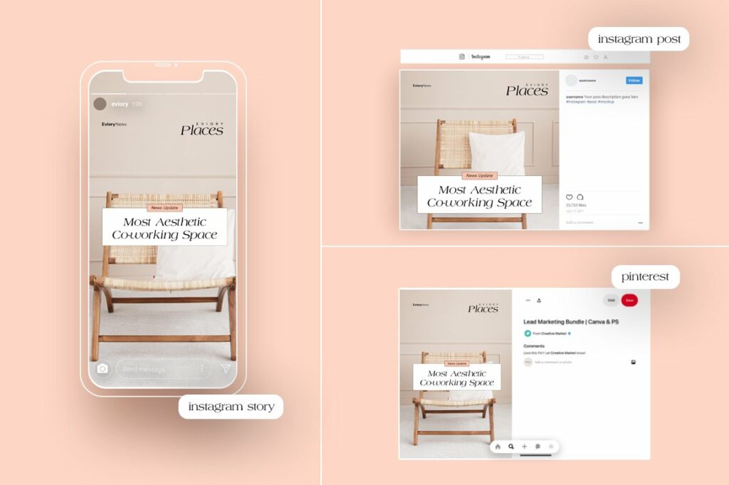 Blog & News Room Instagram CANVA PS – MasterBundles