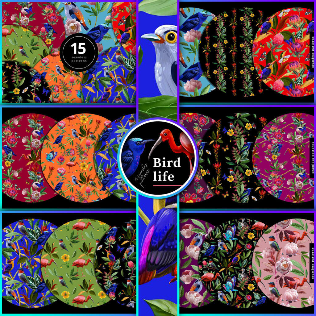 Bird Life. Trend Tropical Patterns – MasterBundles