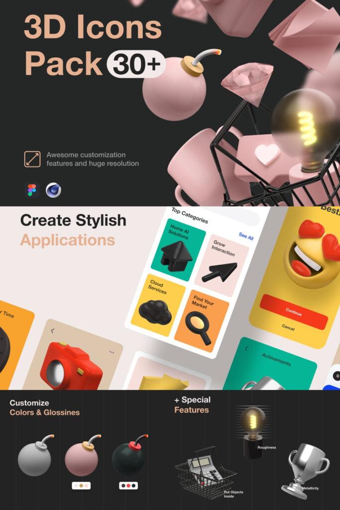 3D Icons Pack – MasterBundles