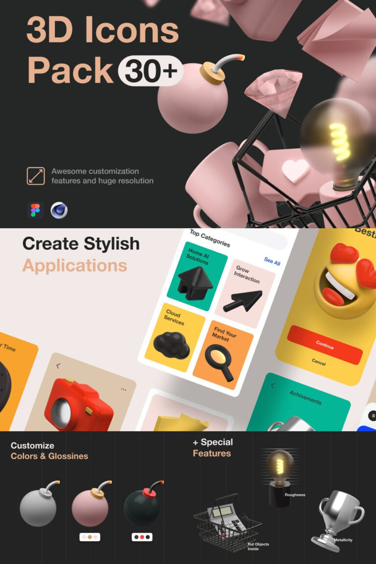 3D Icons Pack – MasterBundles