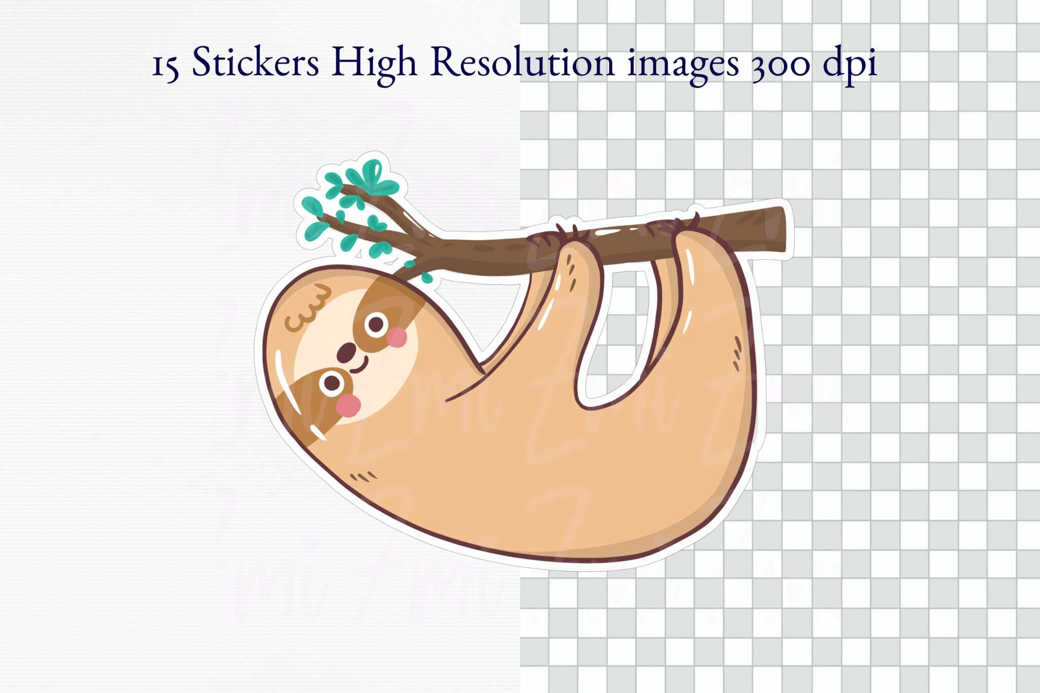 Cute Sloth Digital Stickers Pack | 15 PNG And GoodNotes File ...