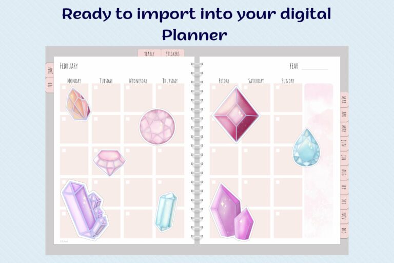 Gemstones Crystal PNG Digital Stickers For GoodNotes Planner ...