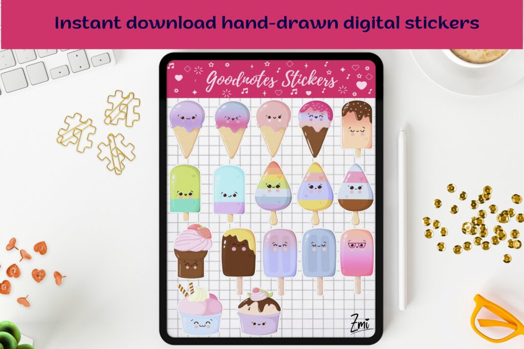 Kawaii Popsicle Digital Stickers For GoodNotes Planner – MasterBundles