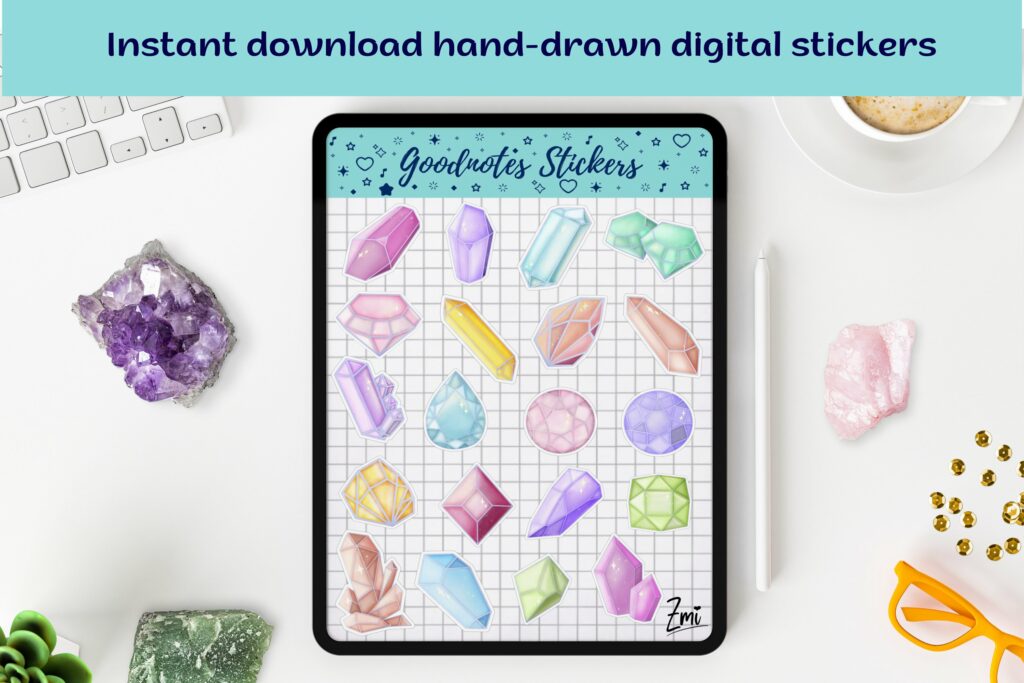 Gemstones Crystal PNG Digital Stickers For GoodNotes Planner ...