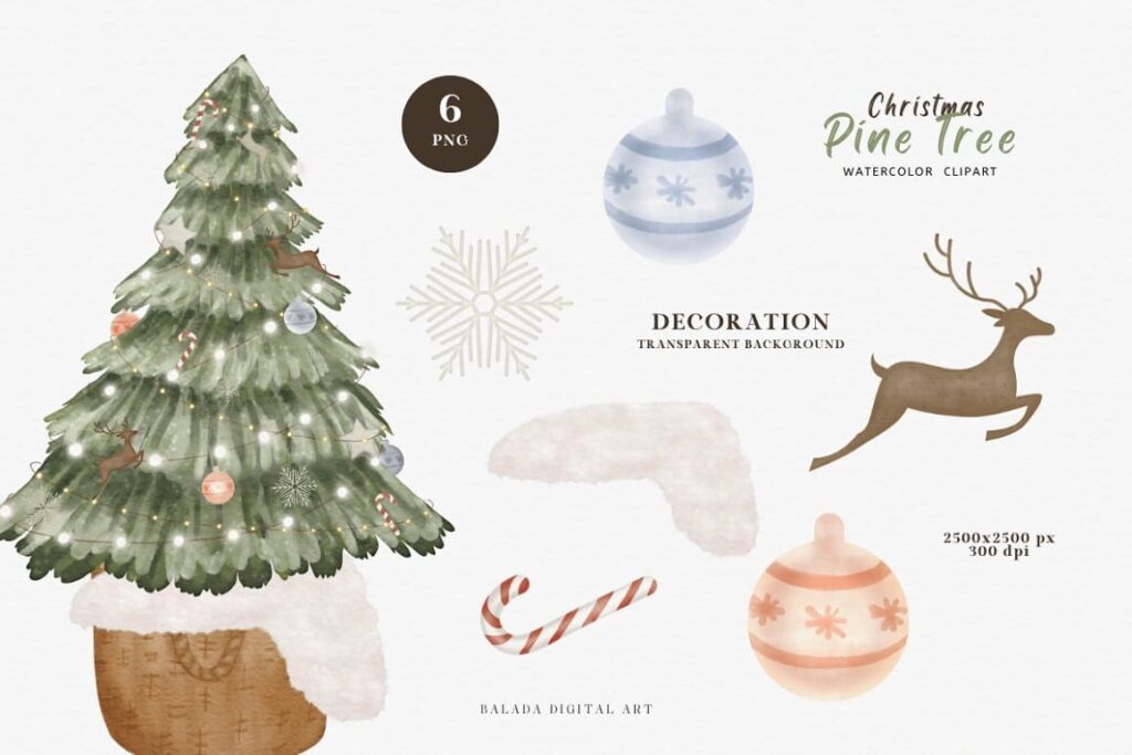 Watercolor Christmas Pine Tree Clipart – MasterBundles