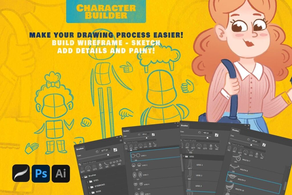 Character Builder Drawing Toolkit Masterbundles