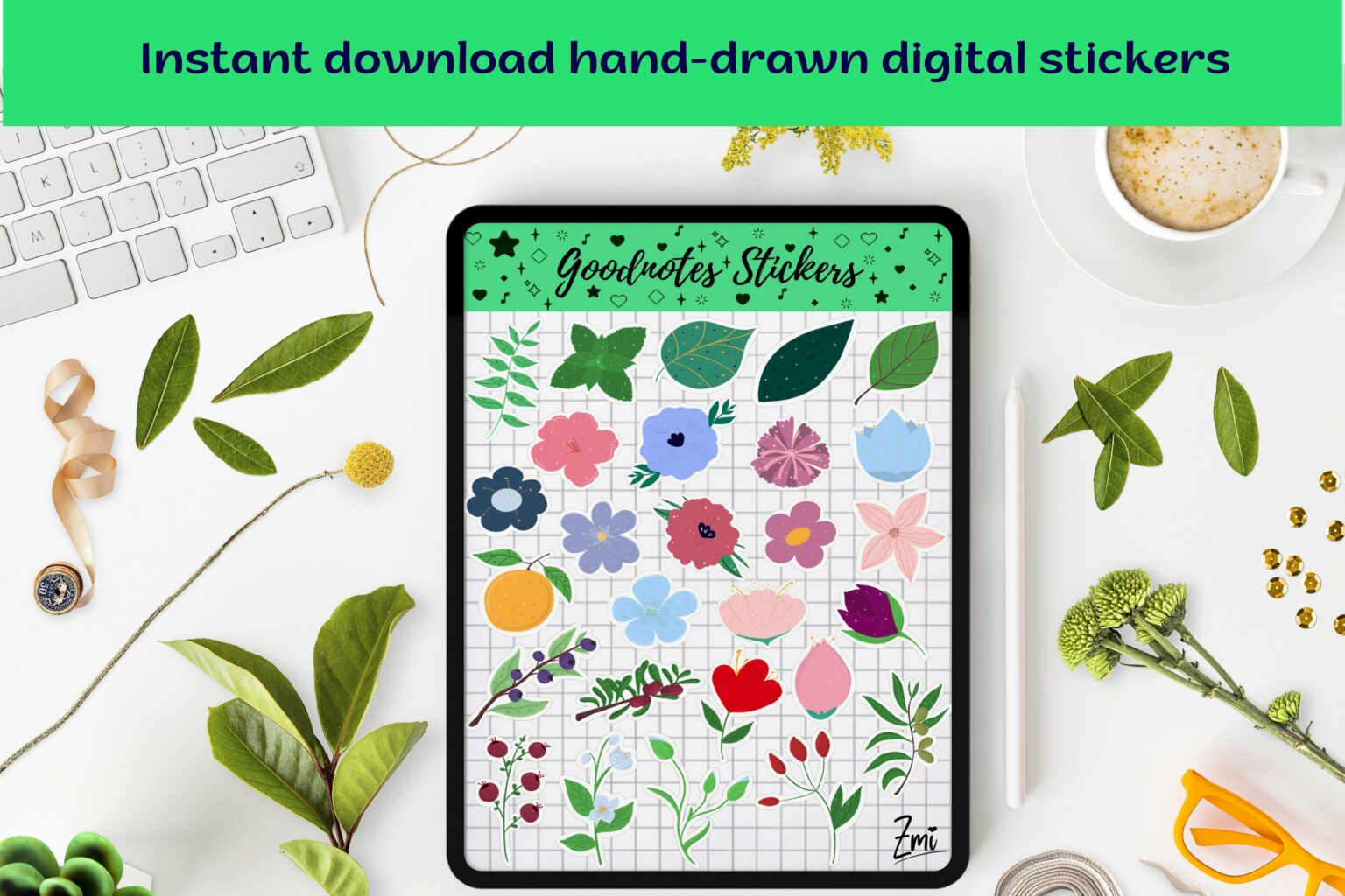 Botanical Digital Stickers PNG And GoodNotes File – MasterBundles