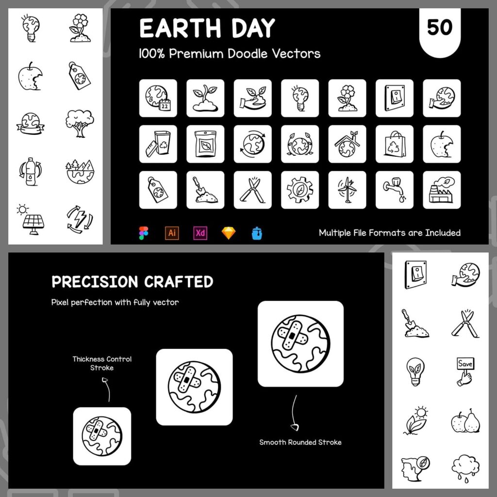 50 Doodle Earth Day Vector Icons – MasterBundles