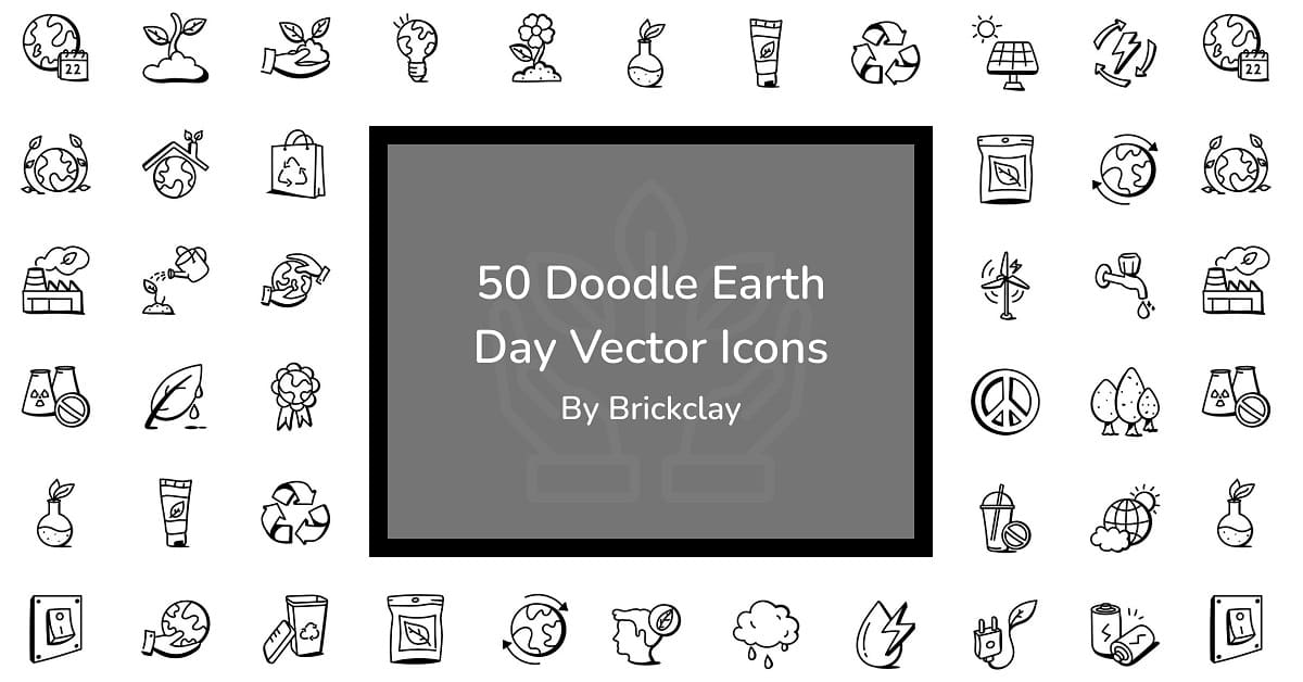50 Doodle Earth Day Vector Icons – MasterBundles