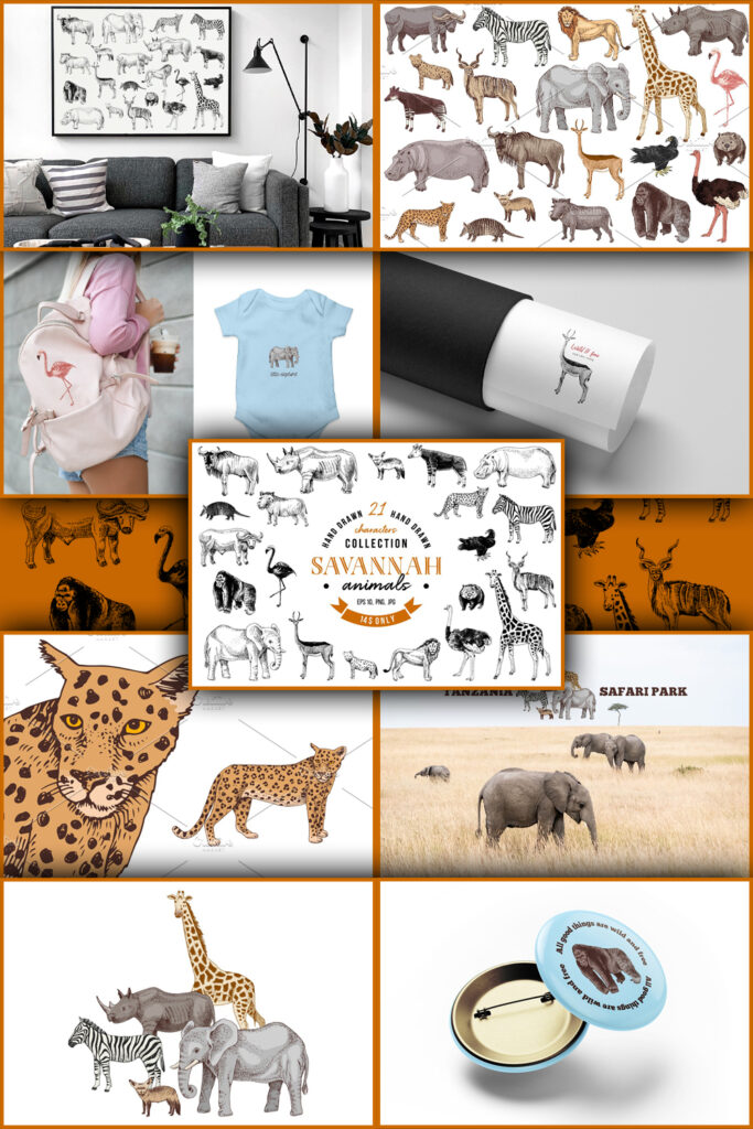 Hand Drawn Savannah Animals – MasterBundles