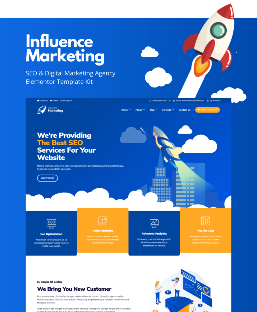 Influence Marketing - SEO & Digital Agency Elementor Template Kit ...