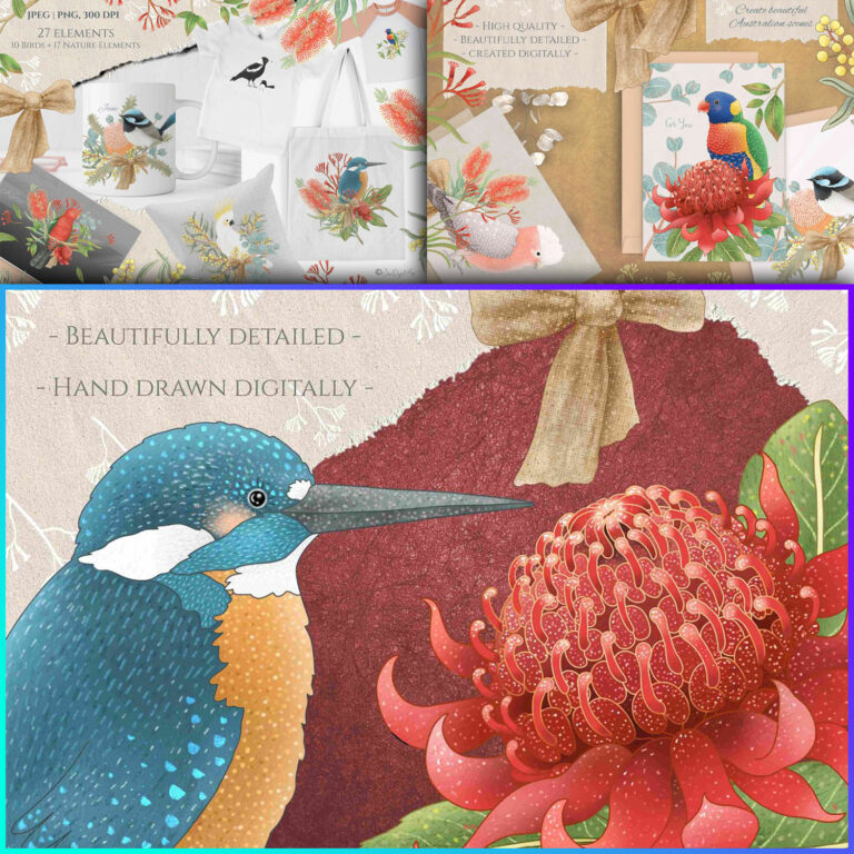 Australian Birds & Flowers – MasterBundles