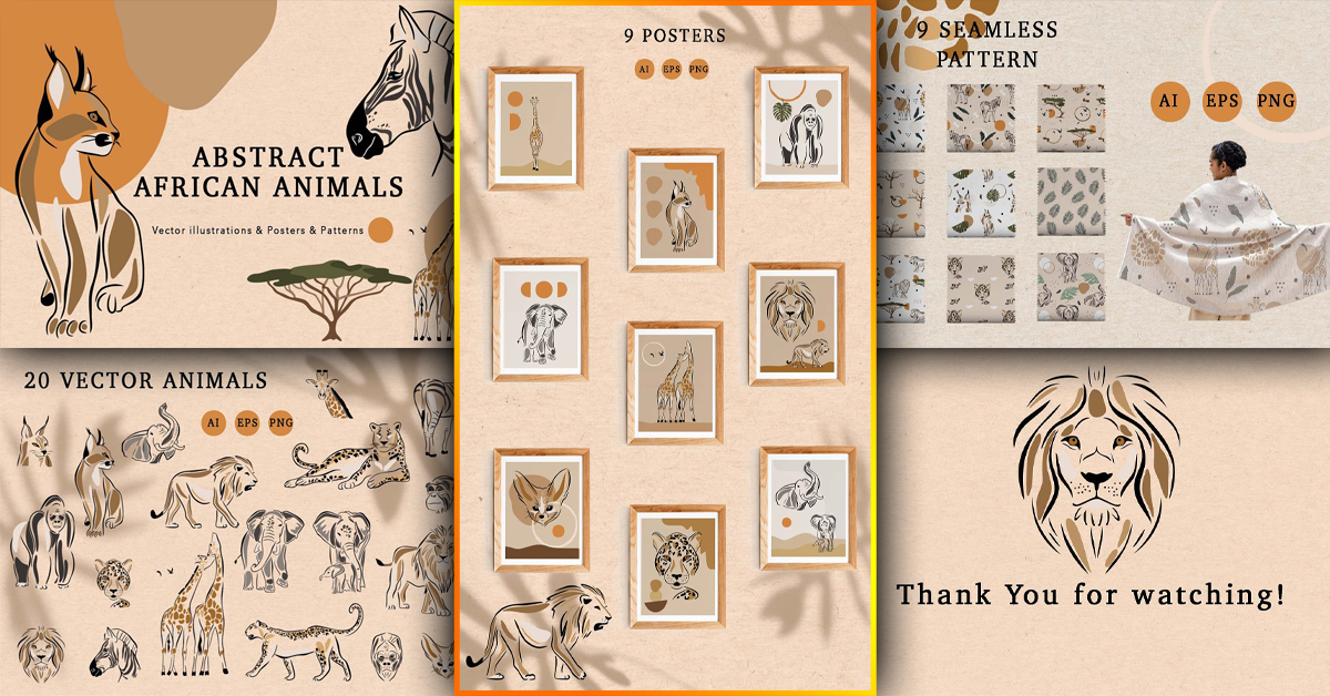 African Abstract Animals. – MasterBundles