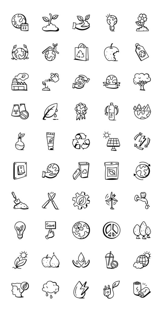 50 Doodle Earth Day Vector Icons – MasterBundles