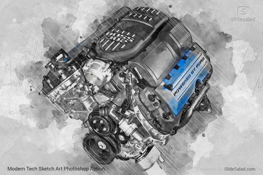 Tech Sketch Art Photoshop Action – MasterBundles
