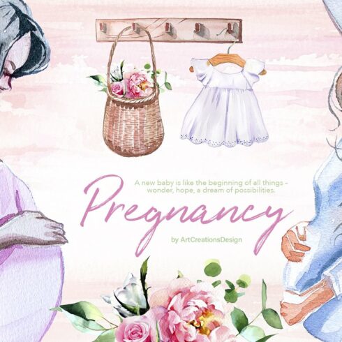 Watercolor Pregnancy Clipart Set – MasterBundles