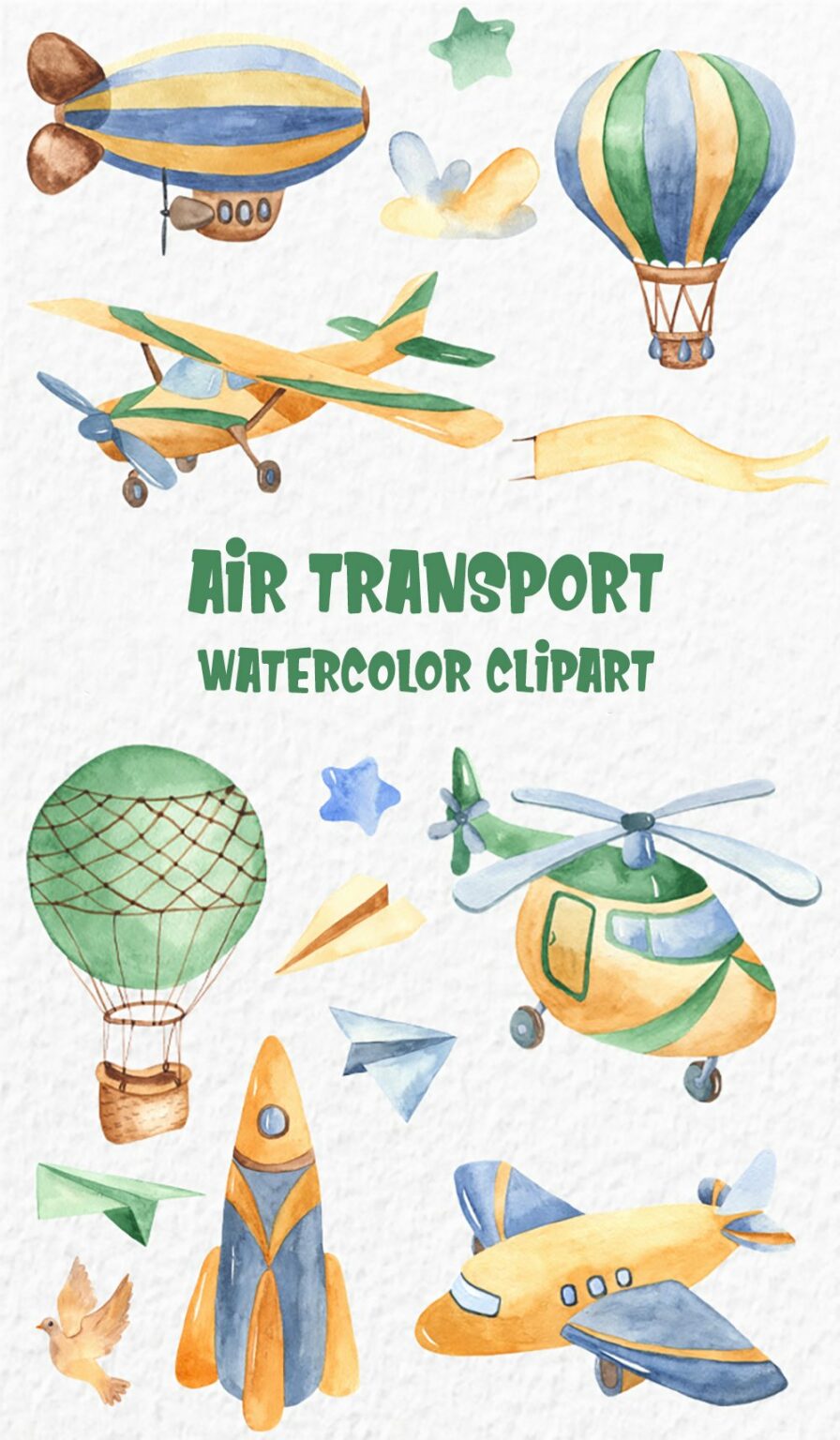 Air Transport. Children's Watercolor – MasterBundles