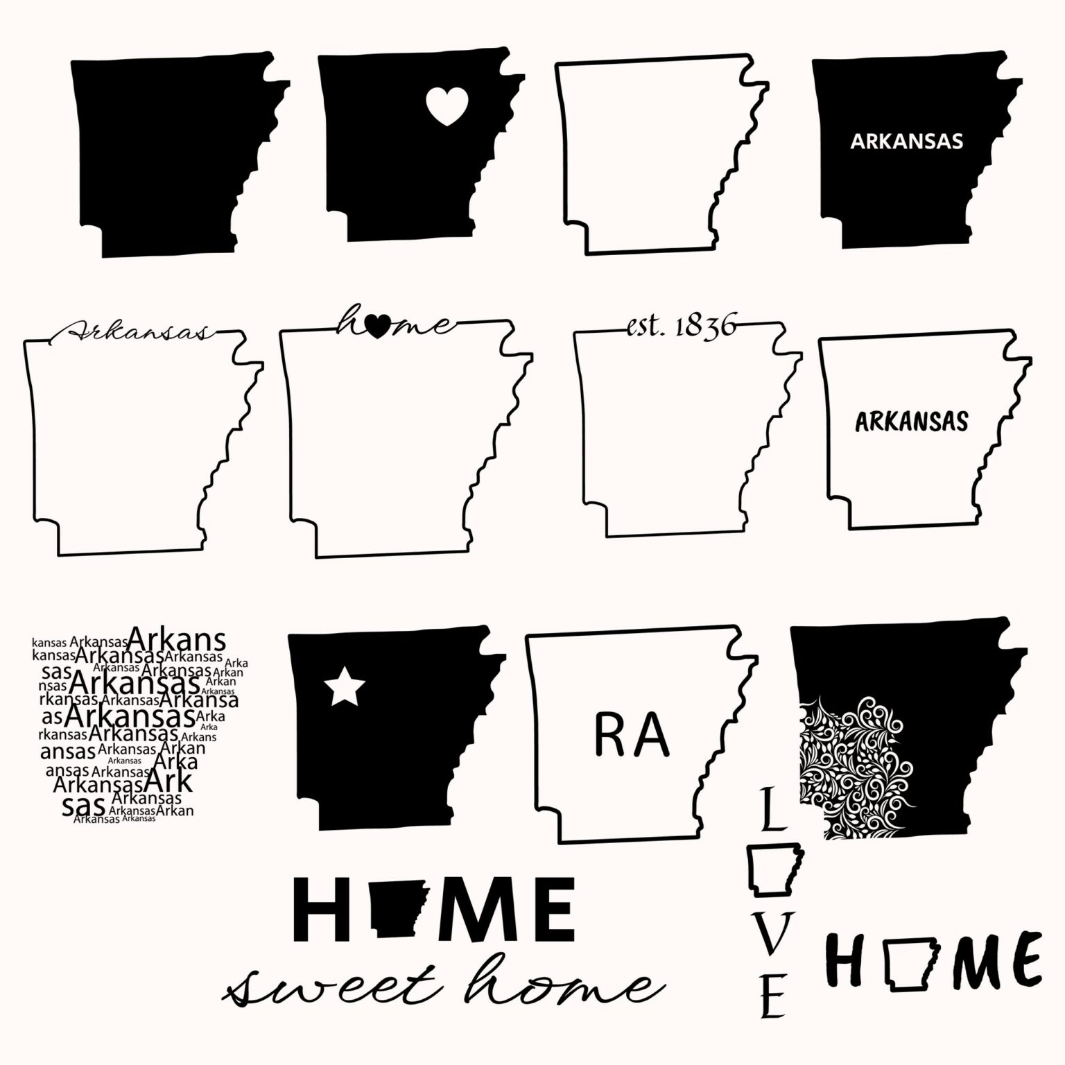 Arkansas SVG, Arkansas State Outline PNG Bundle – MasterBundles