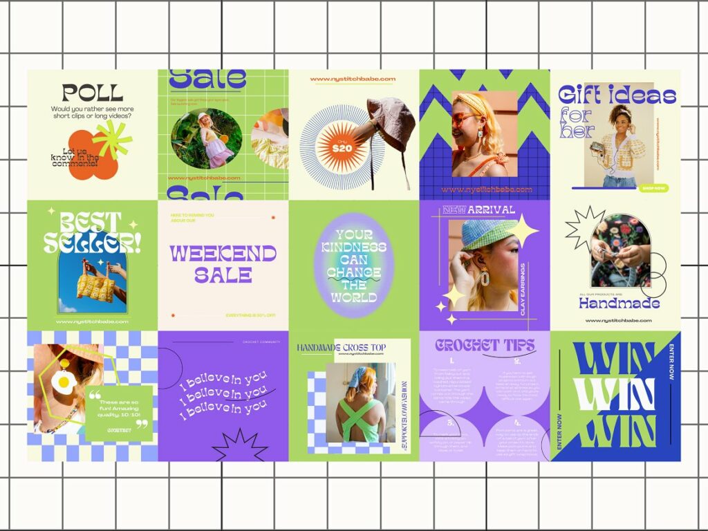 Funky Instagram Post Templates – MasterBundles