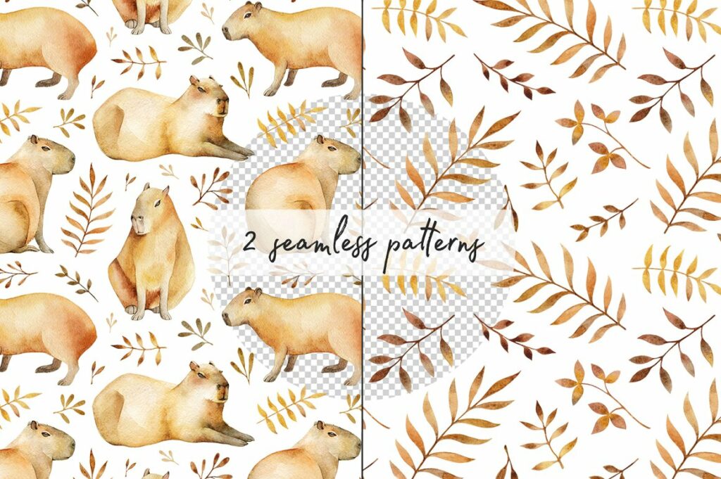 Capybaras Watercolor Set – MasterBundles