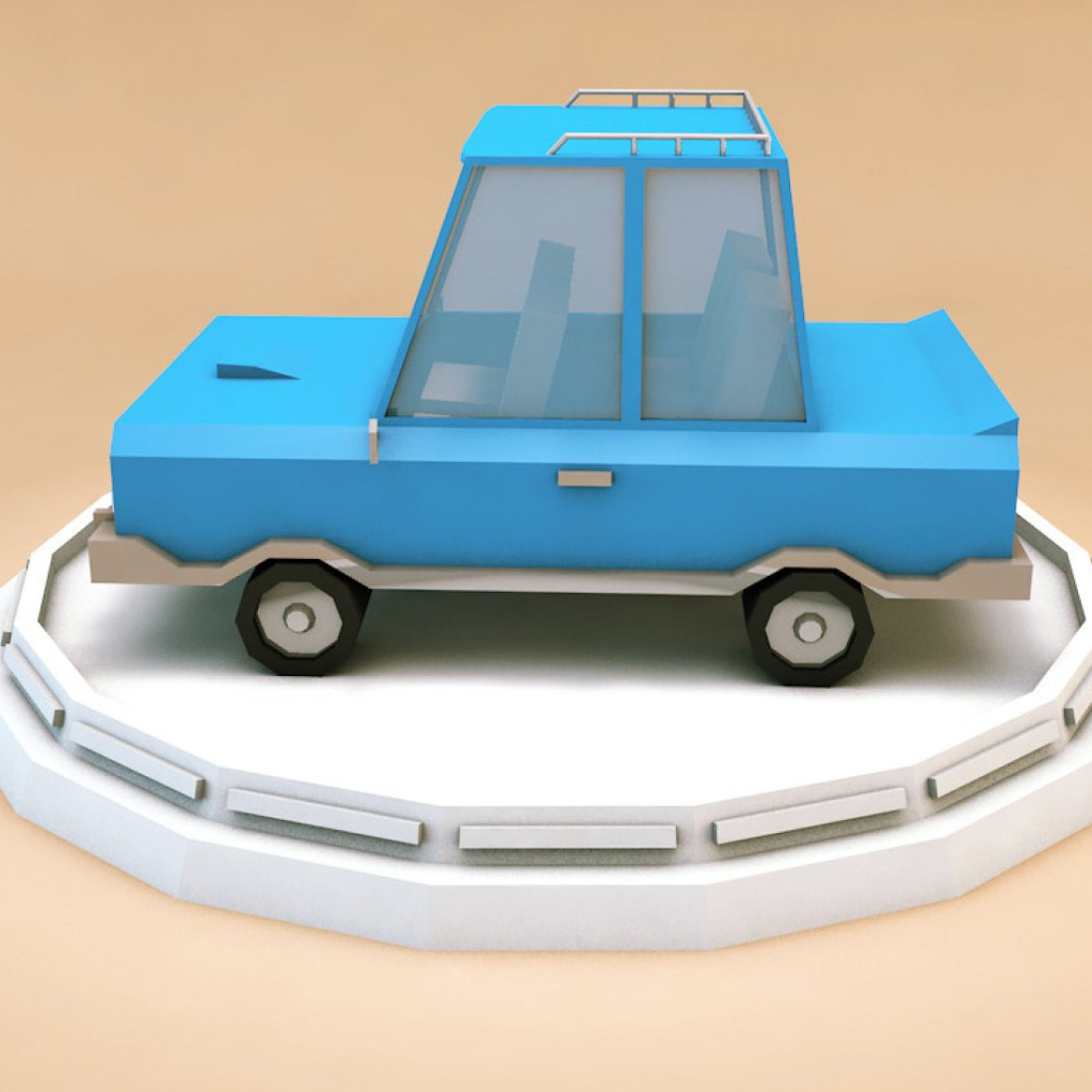 Cartoon Family Car Low Poly 3D Model – MasterBundles