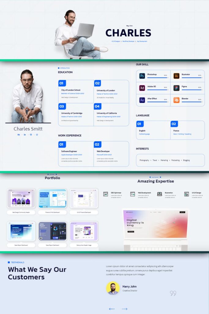 Charles - CV Resume Elementor Template Kit – MasterBundles