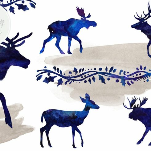 Deer, Reindeer & Moose Clipart Set | MasterBundles