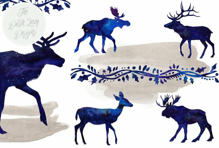 Deer, Reindeer & Moose Clipart Set | MasterBundles
