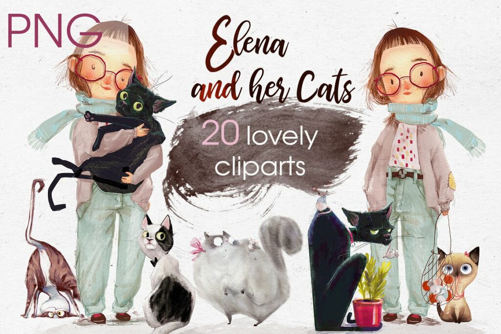 Elena And Her Cats – MasterBundles