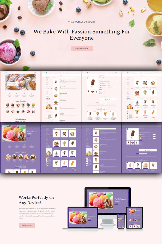 Creamy - Ice Cream, Drink, Cake Store Multipurpose WooCommerce Elementor Store – MasterBundles