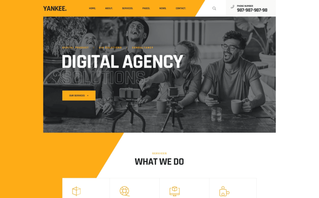 Yankee - Digital Agency Elementor WordPress Theme – MasterBundles