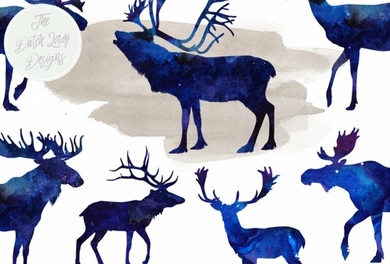 Deer, Reindeer & Moose Clipart Set | MasterBundles