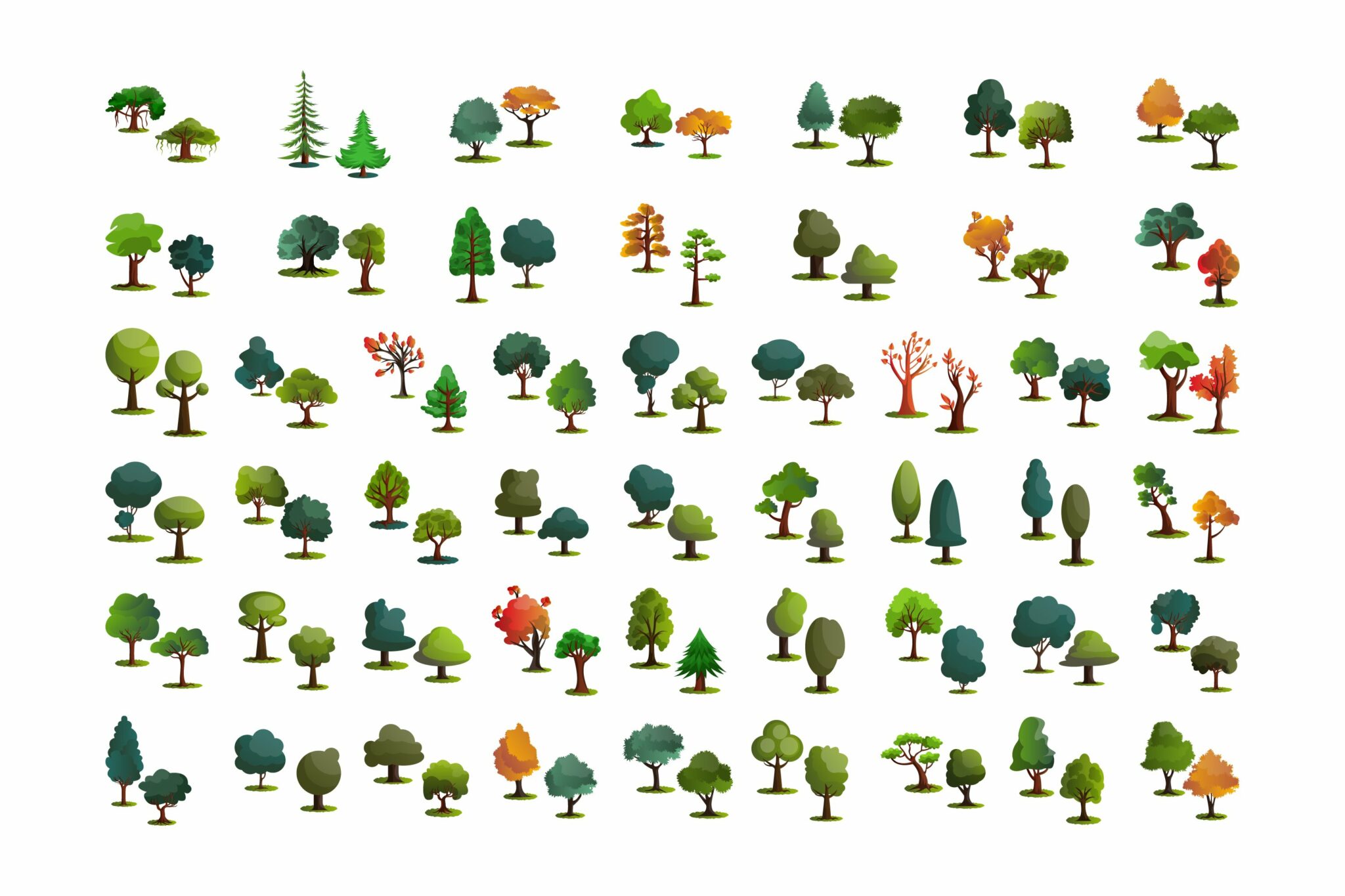 100X Different Trees Illustrations – MasterBundles
