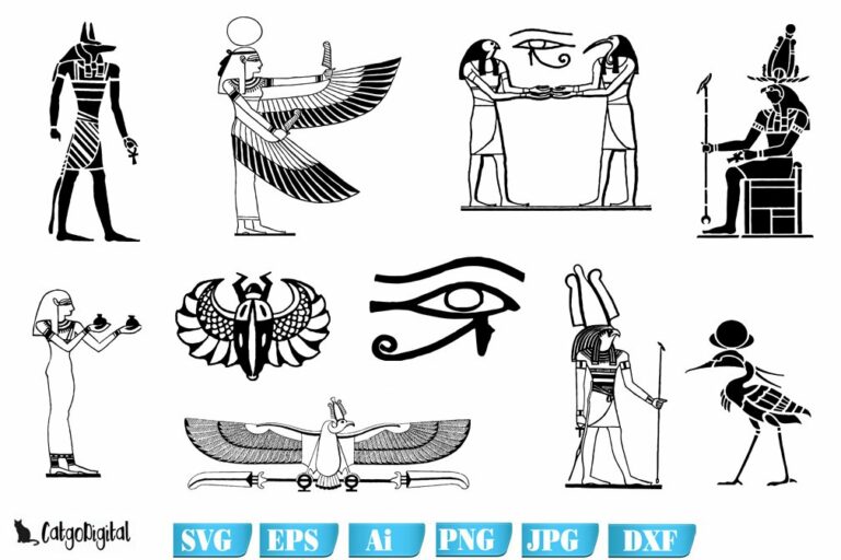 Egyptian Art Silhouettes Egyptian Clipart SVG PNG JPG Files – MasterBundles