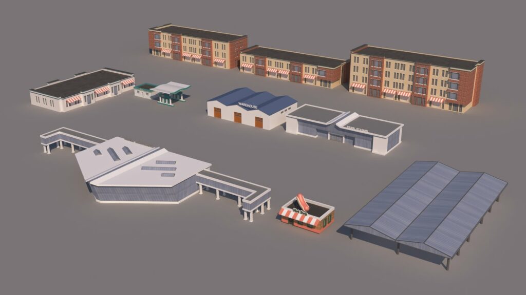 Low poly 3D Cartoon City Modular – MasterBundles