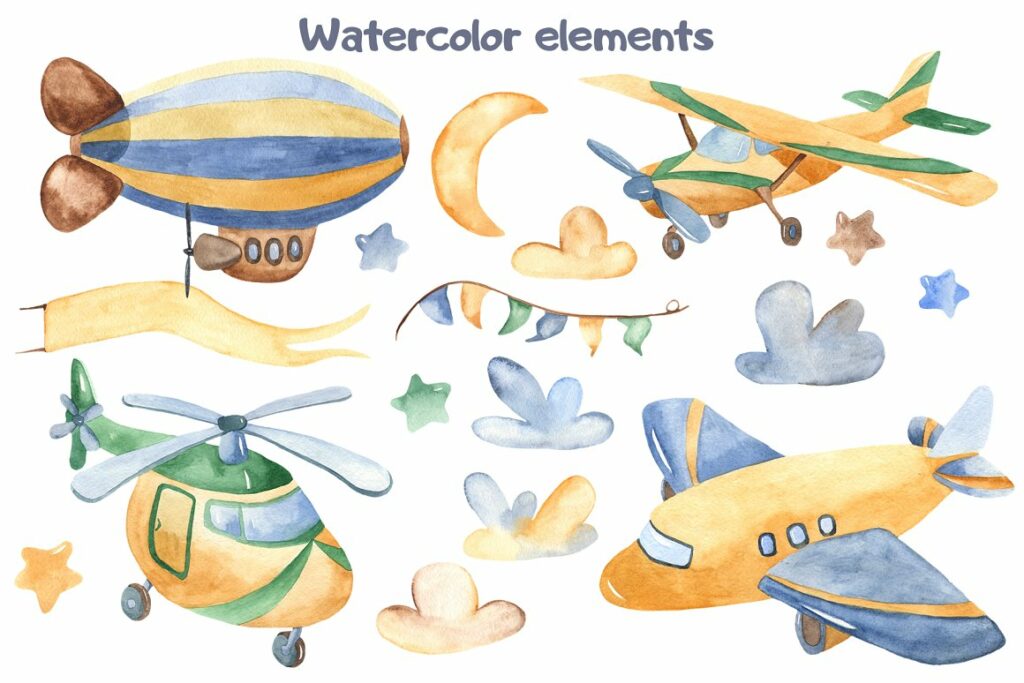 Air Transport. Children's Watercolor – MasterBundles