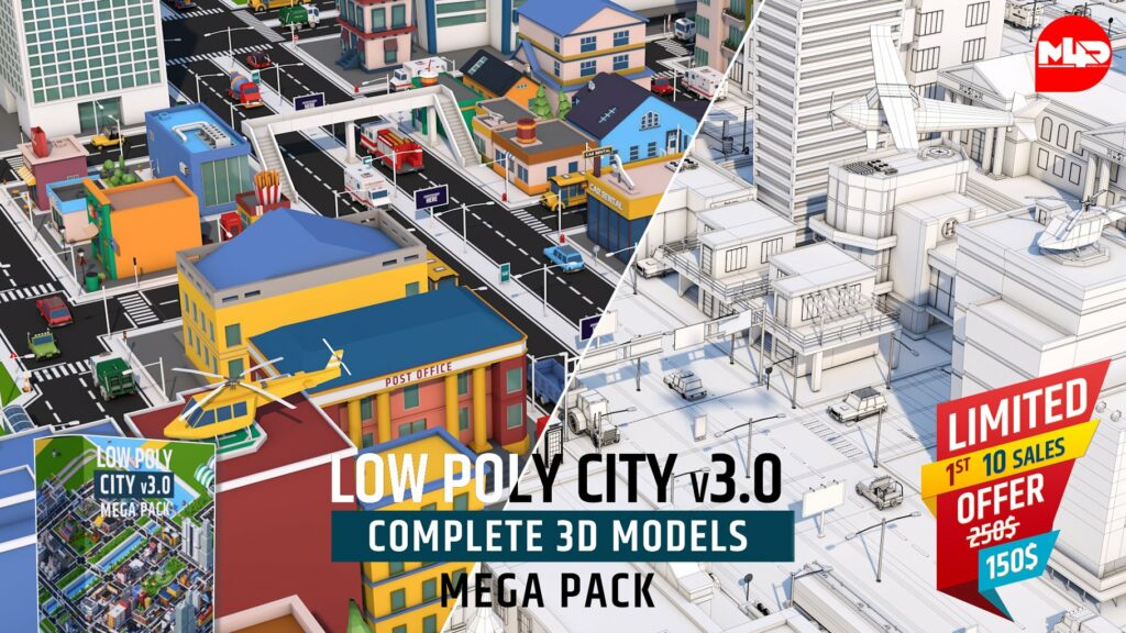 Low Poly City Mega Pack v3.0 – MasterBundles