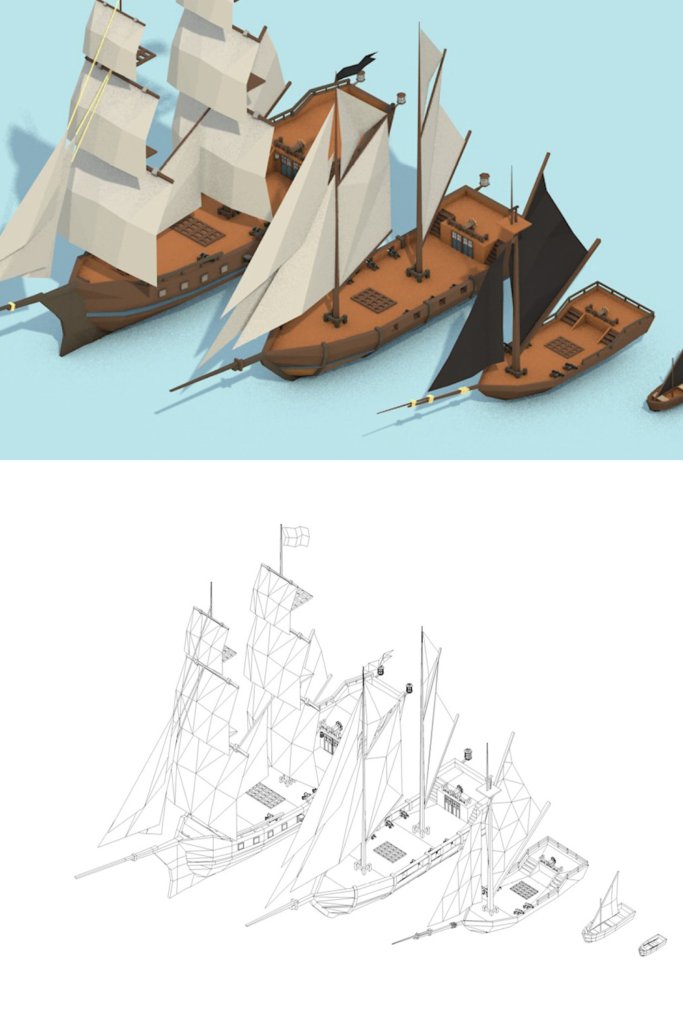 Low Poly Pirate Ships – MasterBundles