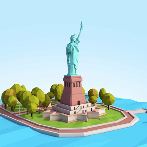 Low Poly Statue Of Liberty Scene – MasterBundles