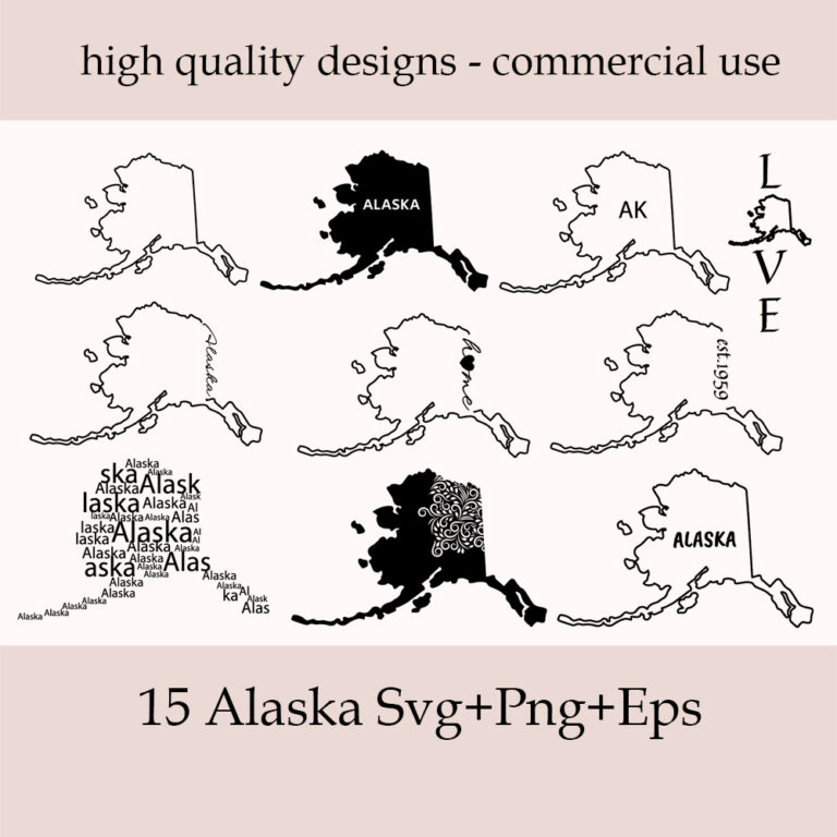Alaska SVG PNG Bundle, Silhouette, Clipart, Outline – MasterBundles
