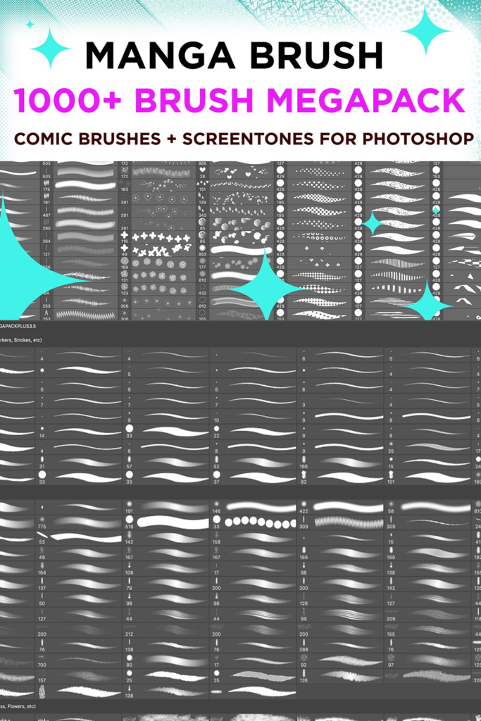 Manga Comic Brush Megapack 1500+ – MasterBundles