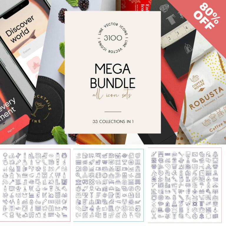 Mega Bundle 3100 Line Icons – MasterBundles