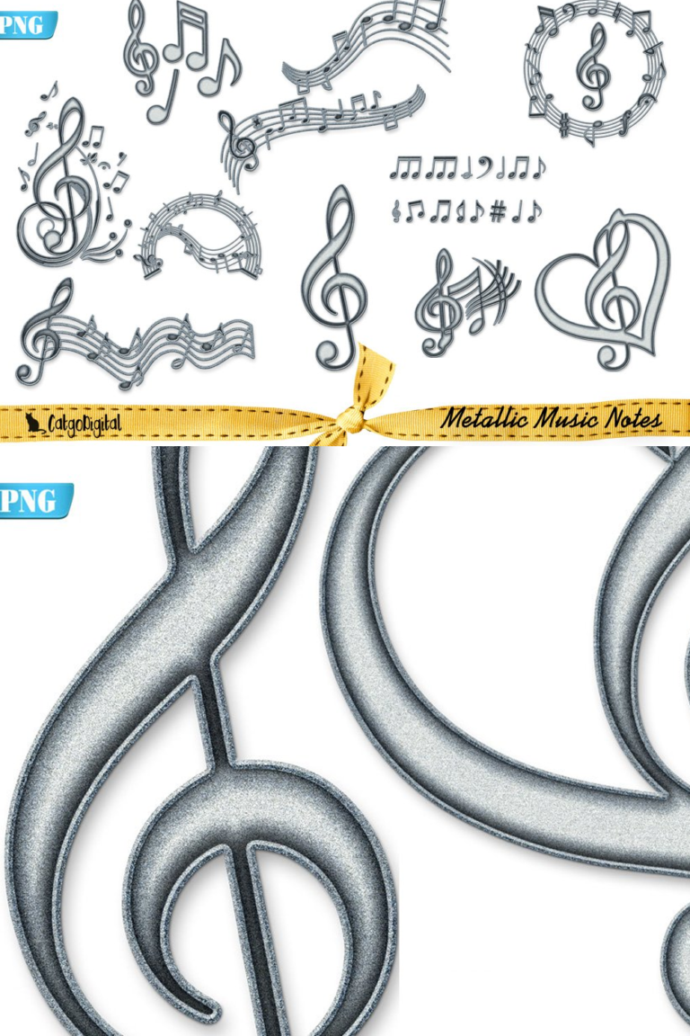 Metallic Music Notes 10 PNG Files – MasterBundles